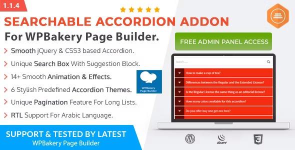 Ultimate Searchable Accordion GPL V1.1.7 – WPBakery Page Builder Addon